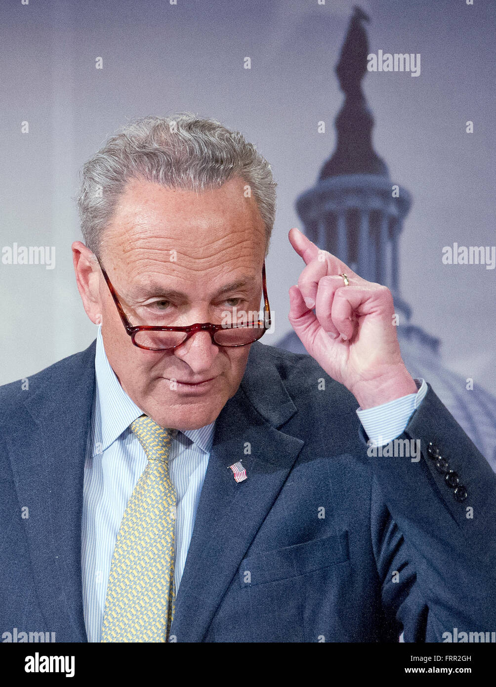 United States Senator Chuck Schumer (Democrat of New York) holds a ...
