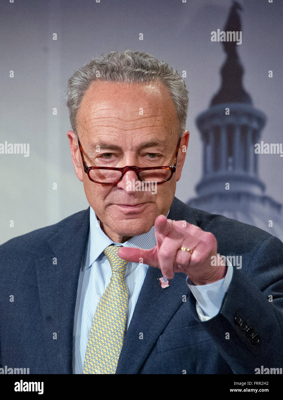 United States Senator Chuck Schumer (Democrat of New York) calls on a ...