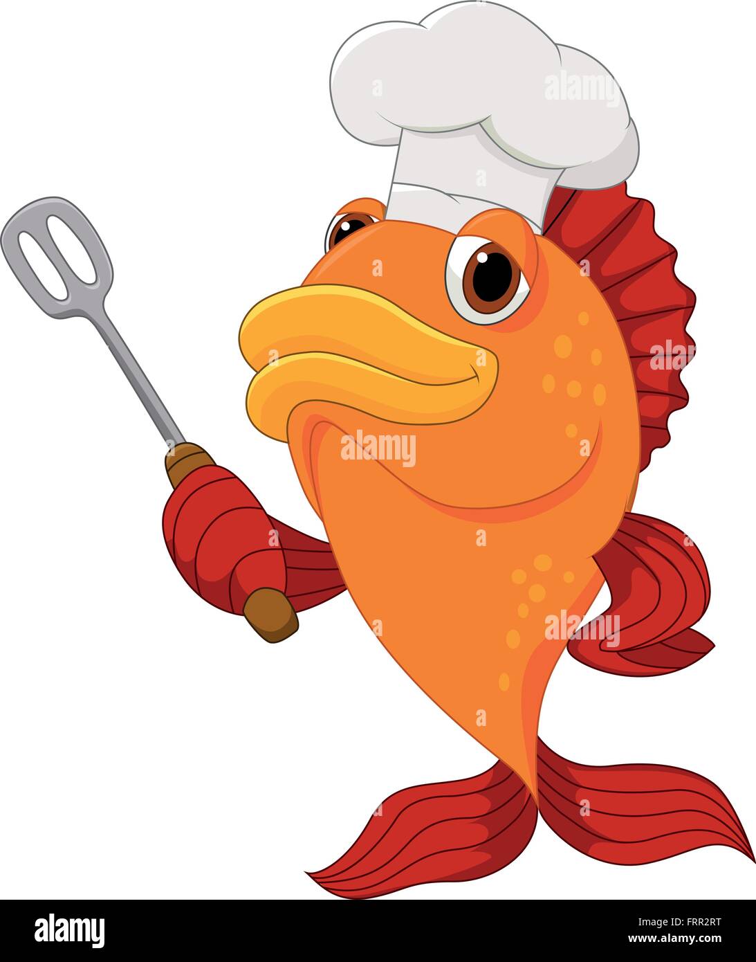 Cartoon chef fish holding a kitchen spatula Stock Vector Image & Art ...