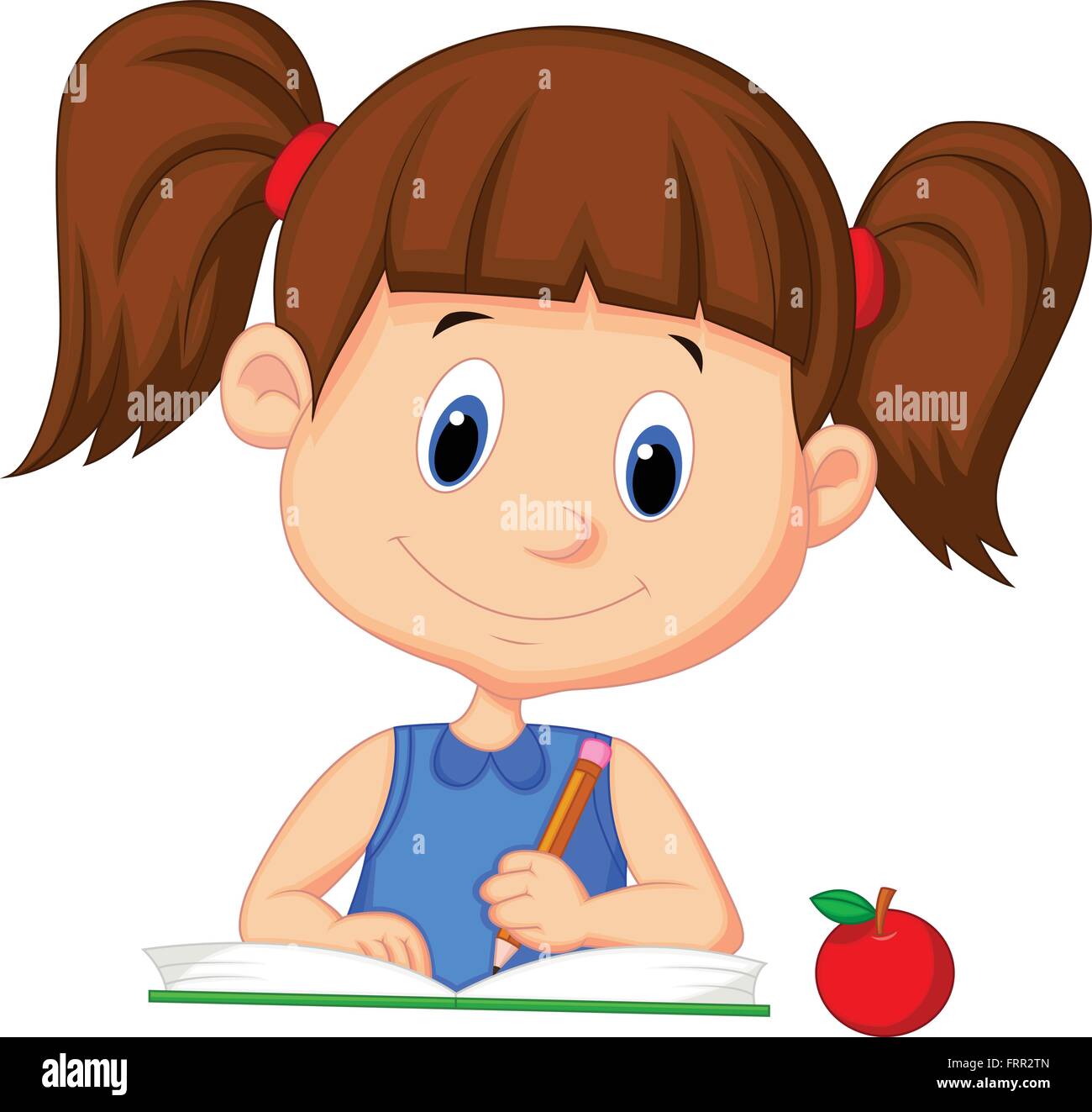 Illustration of a happy girl writing on a book Stock Vector Image & Art ...