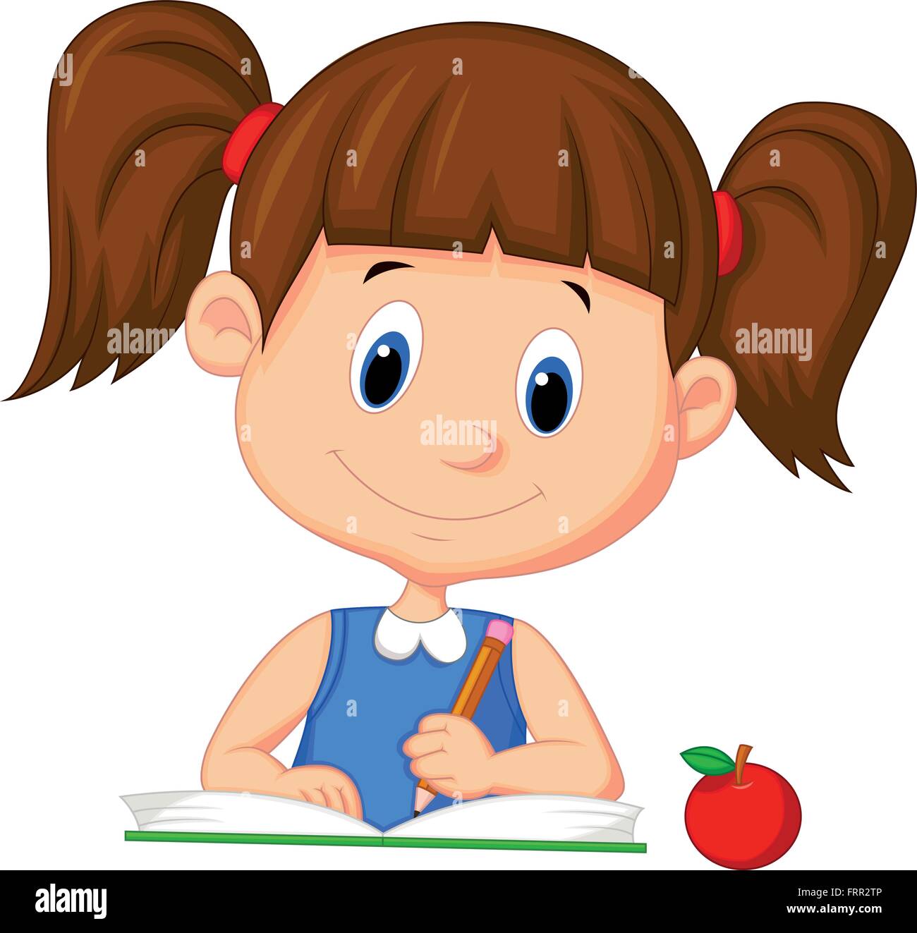 Illustration of a happy girl writing on a book Stock Vector Image & Art ...