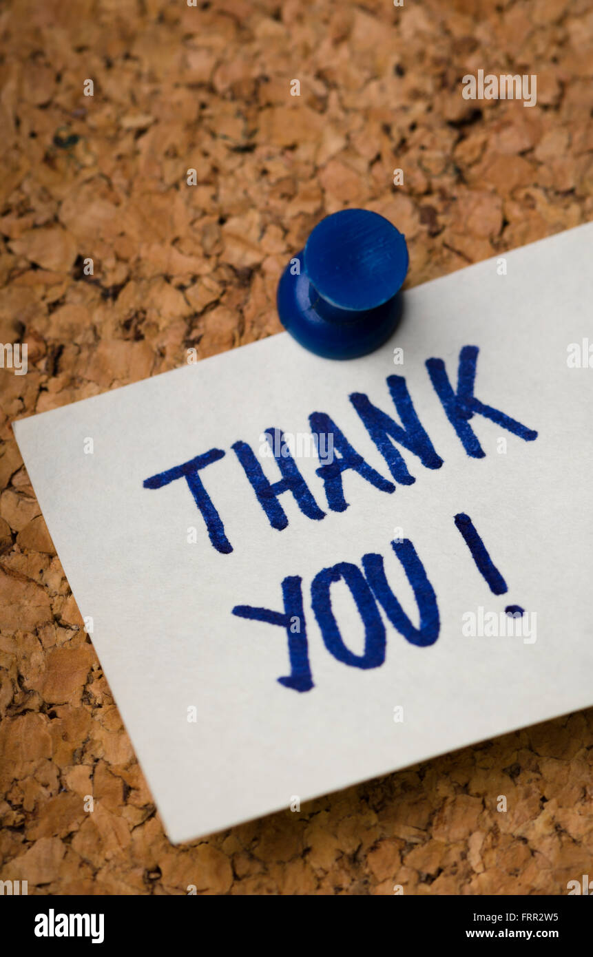 Sticker with thank you note Stock Photo - Alamy