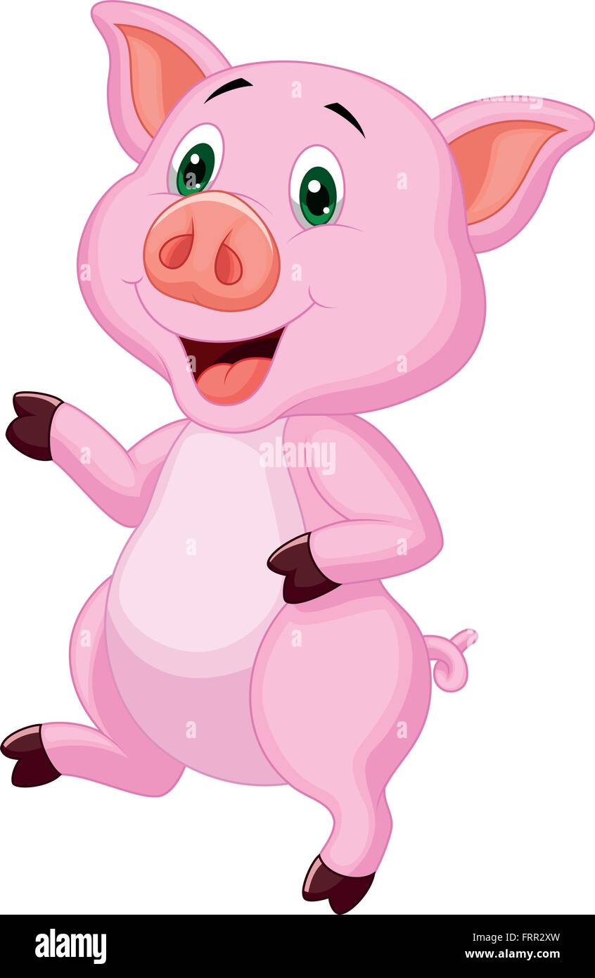 Cute pig cartoon waving Stock Vector Image & Art - Alamy