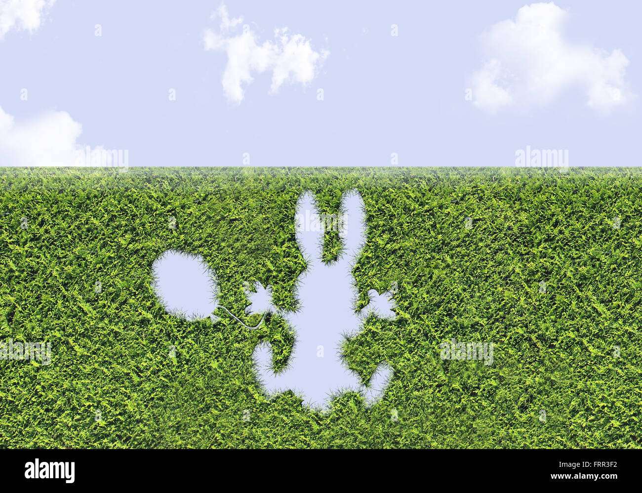 Rabbit go quickly to garden with easter egg Stock Photo - Alamy