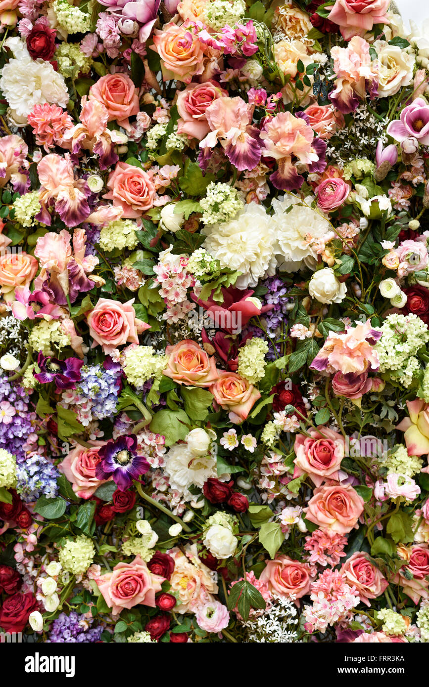 Beautiful spring flowers arrangement background Stock Photo - Alamy