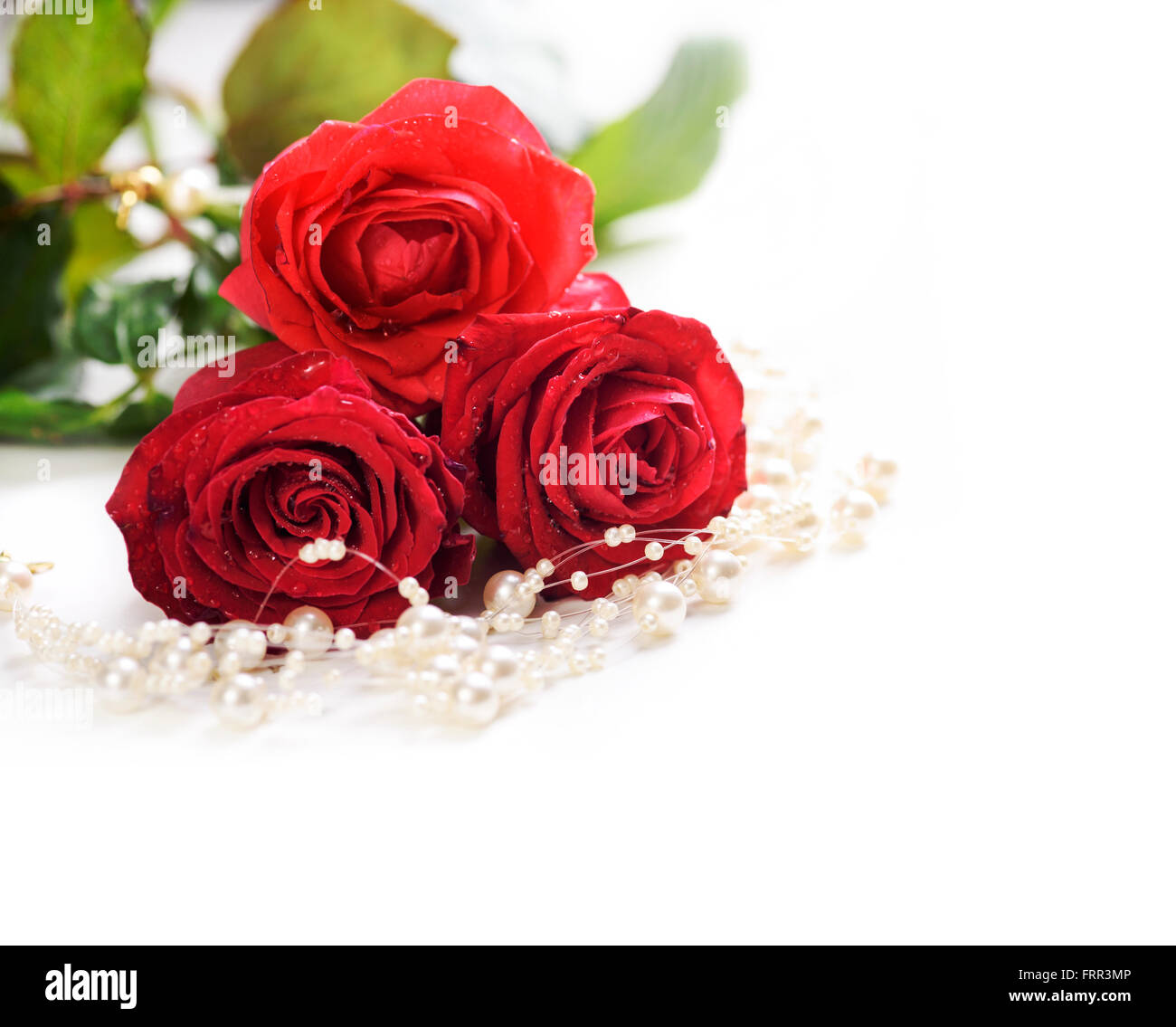 Red Roses And Pearls Background