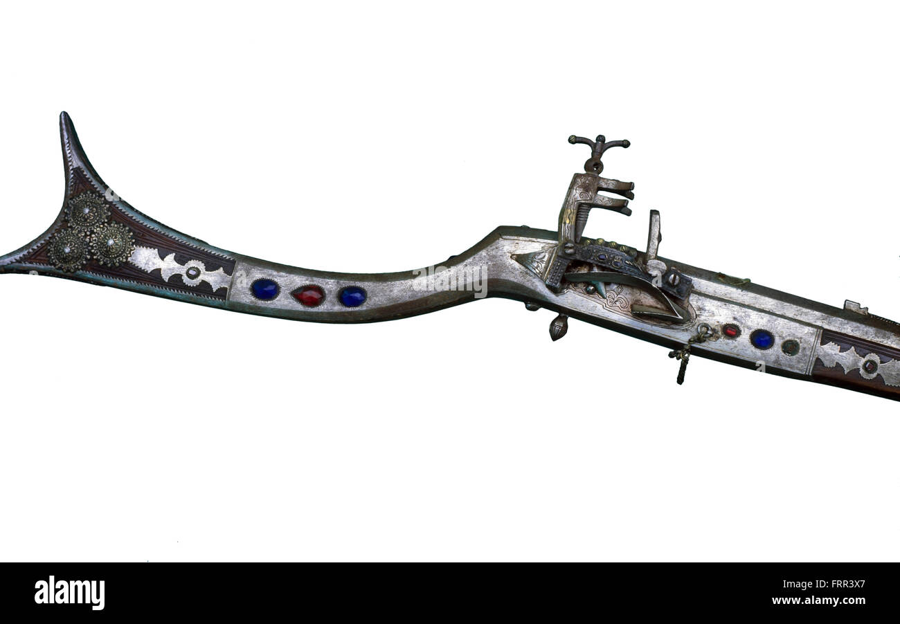 Flintlock Balkan type B smooth-bore firearm gun Stock Photo - Alamy