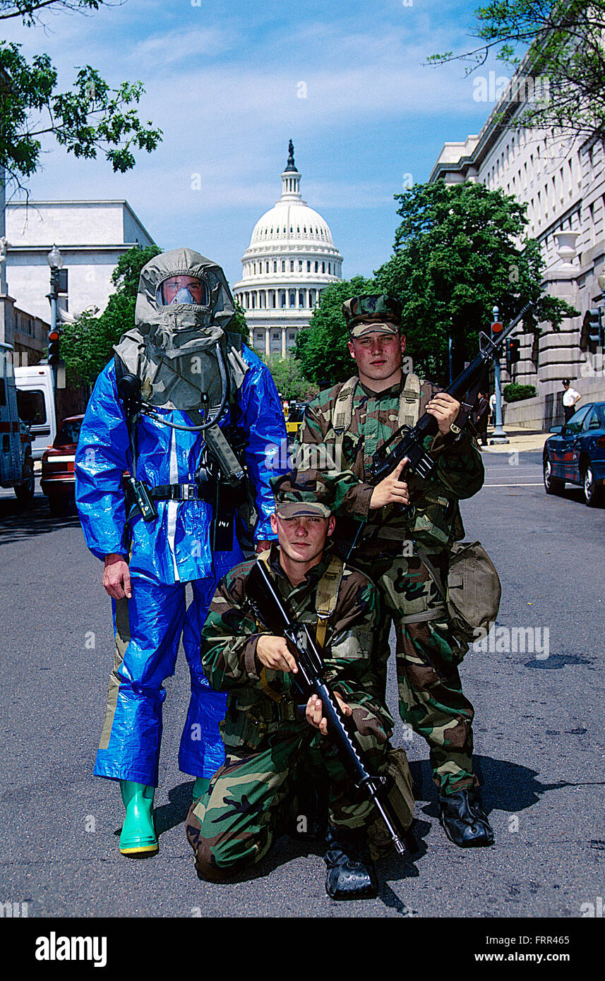 Washington, DC., USA, 14th May, 1997 Members of the US Marine Biohazard ...