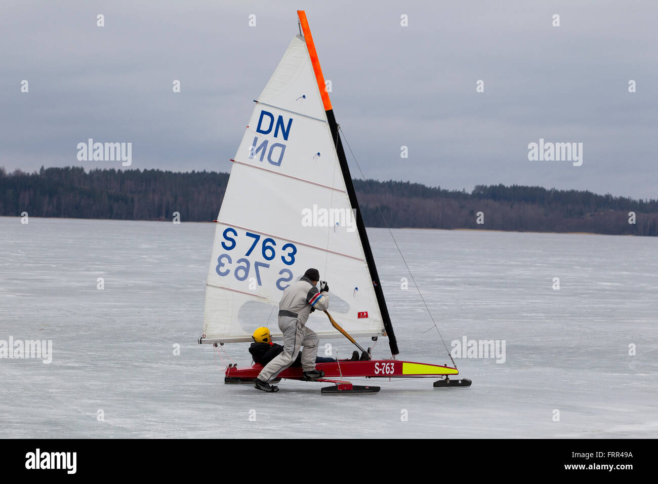 Ice yacht on a Swedish lake Stock Photo - Alamy