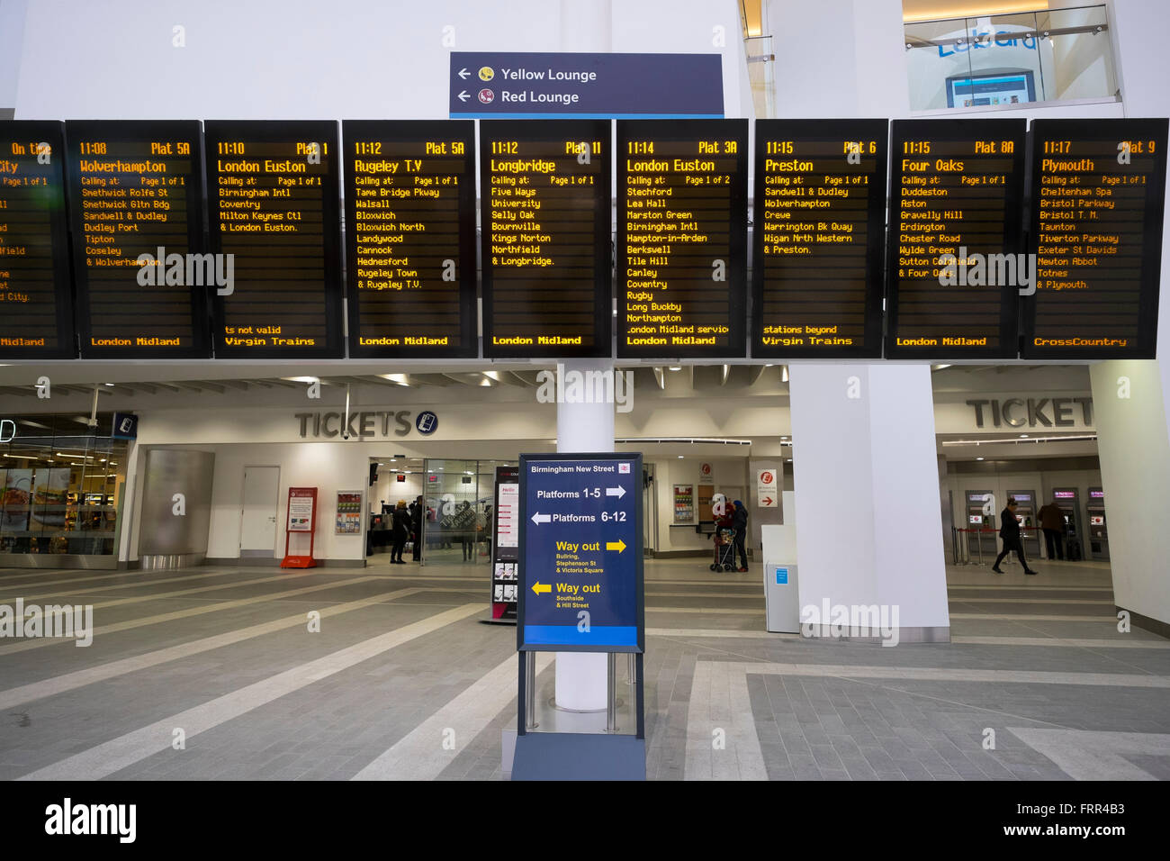 Destination boards on the concourse at New Street Station, Birmingham ...