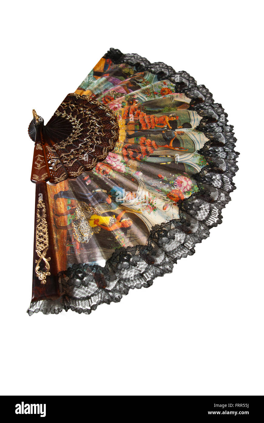 traditional asian fan isolated on white vertical Stock Photo - Alamy