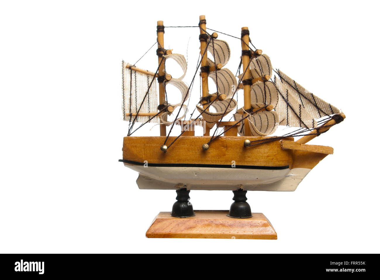 miniature model of a ship isolated on white Stock Photo - Alamy