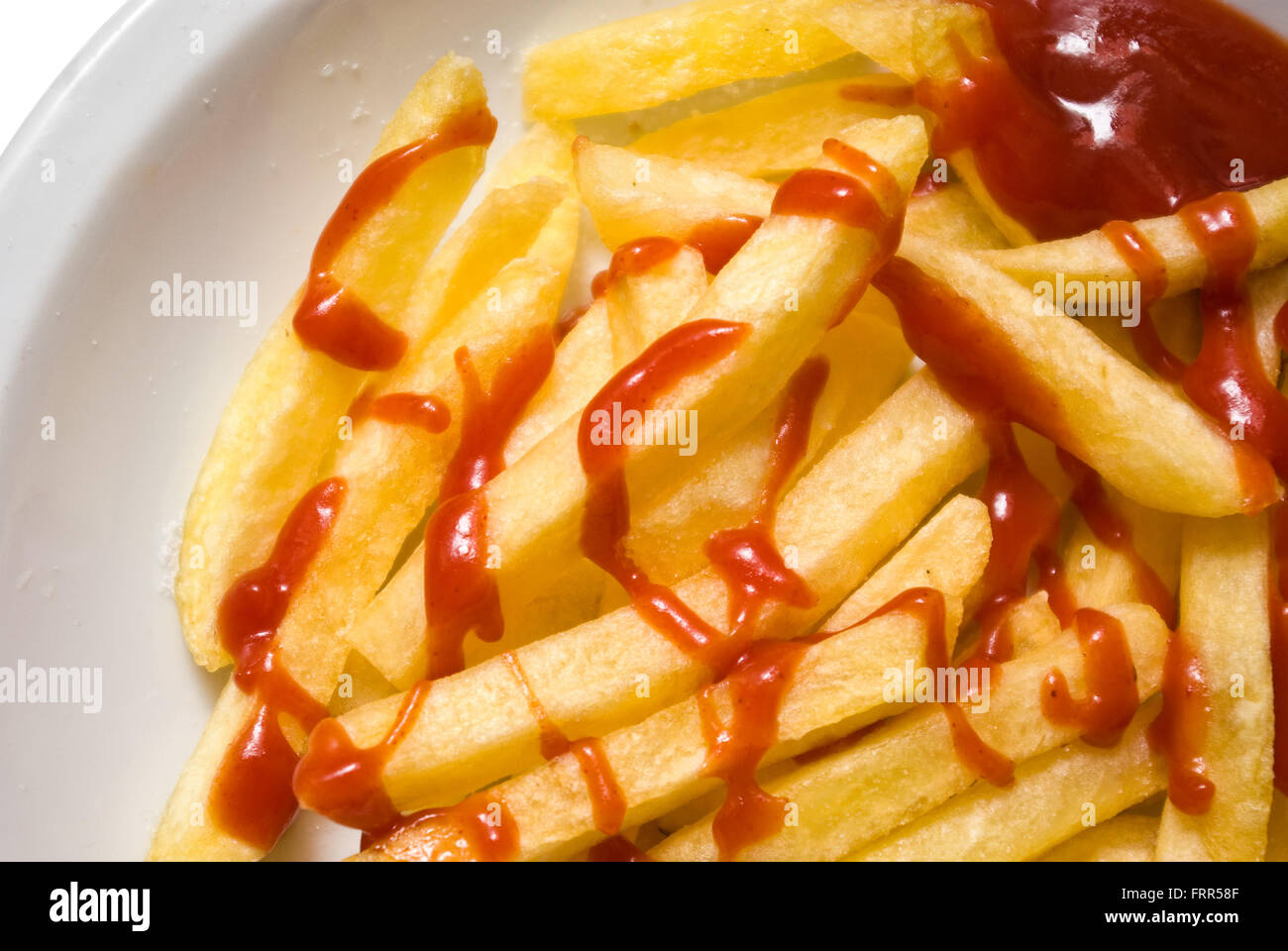 french fries (pommes frites) in plate from top-down perspective Stock ...