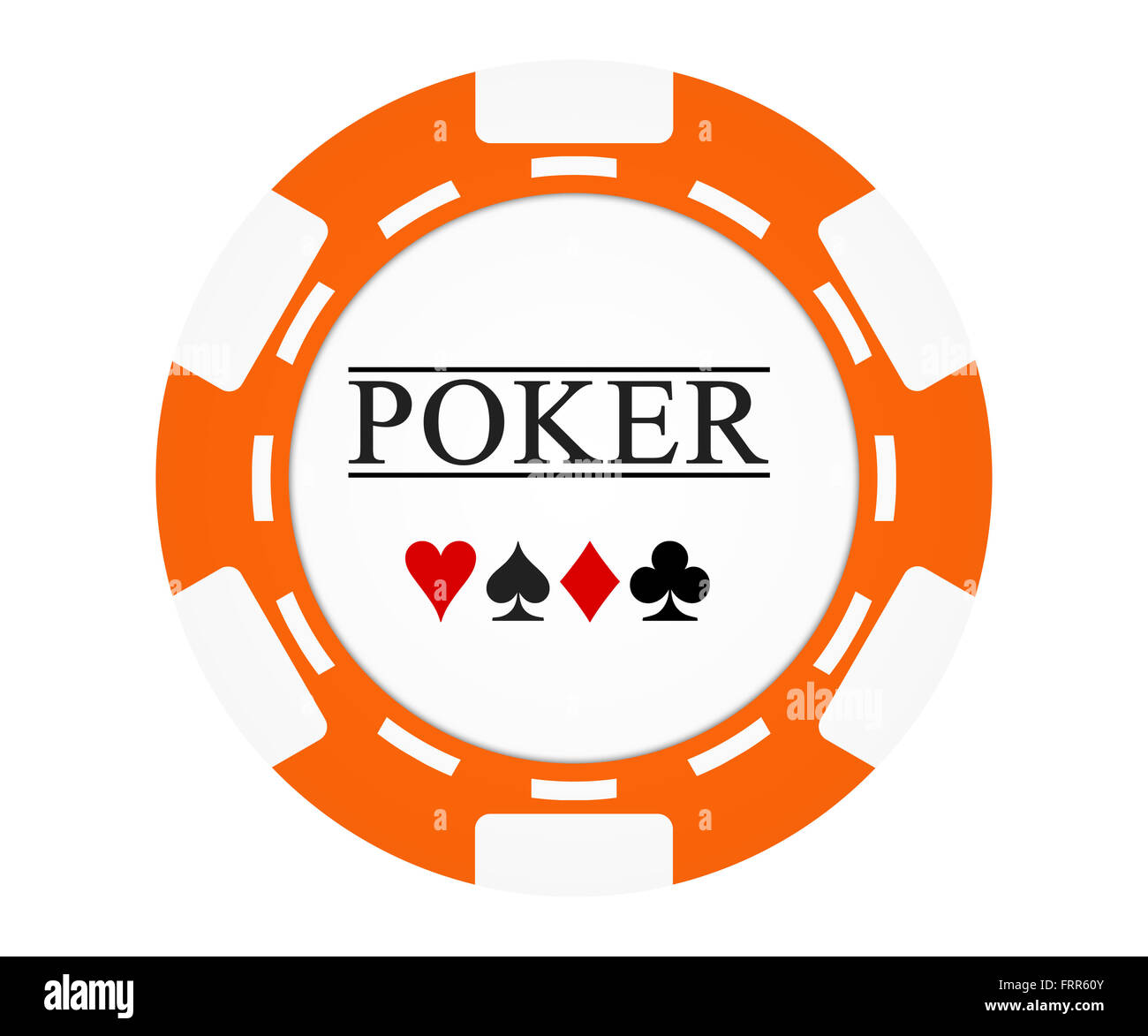 Single orange casino chip isolated on white background 2d view Stock ...
