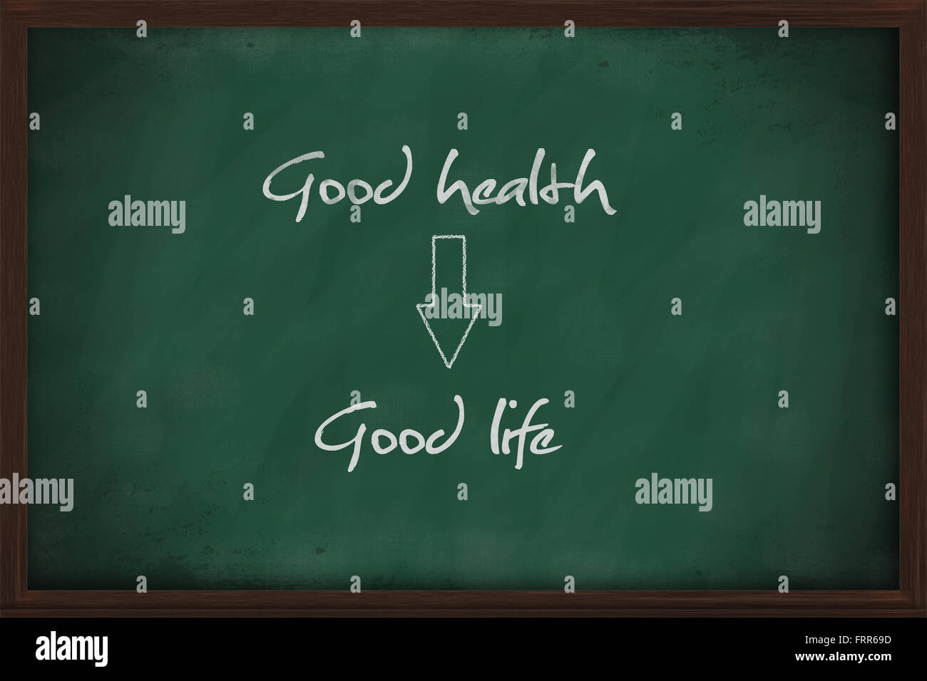 Good health leads to good life written on chalkboard Stock Photo - Alamy
