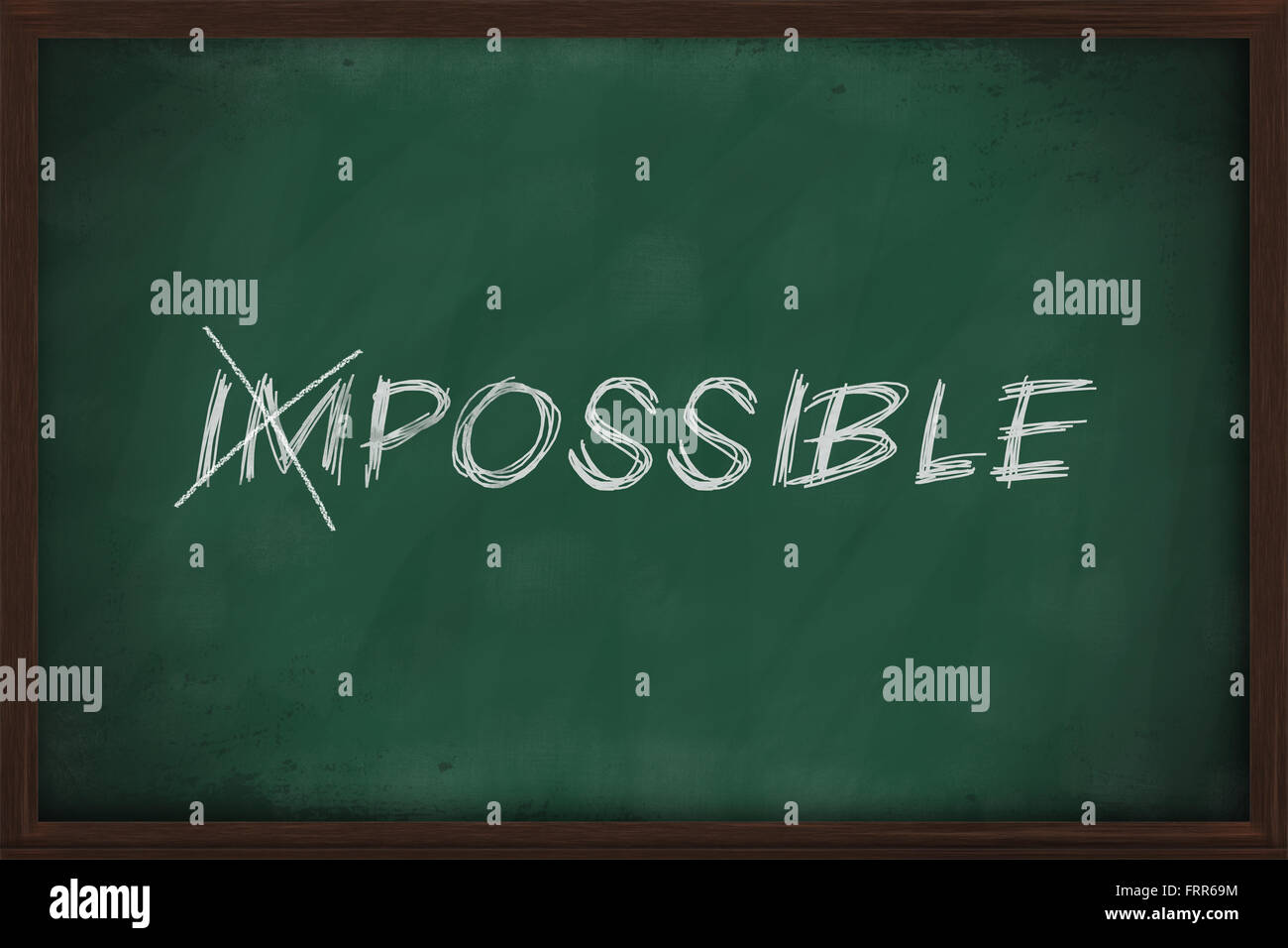 Turning the word Impossible into Possible on chalkboard Stock Photo - Alamy