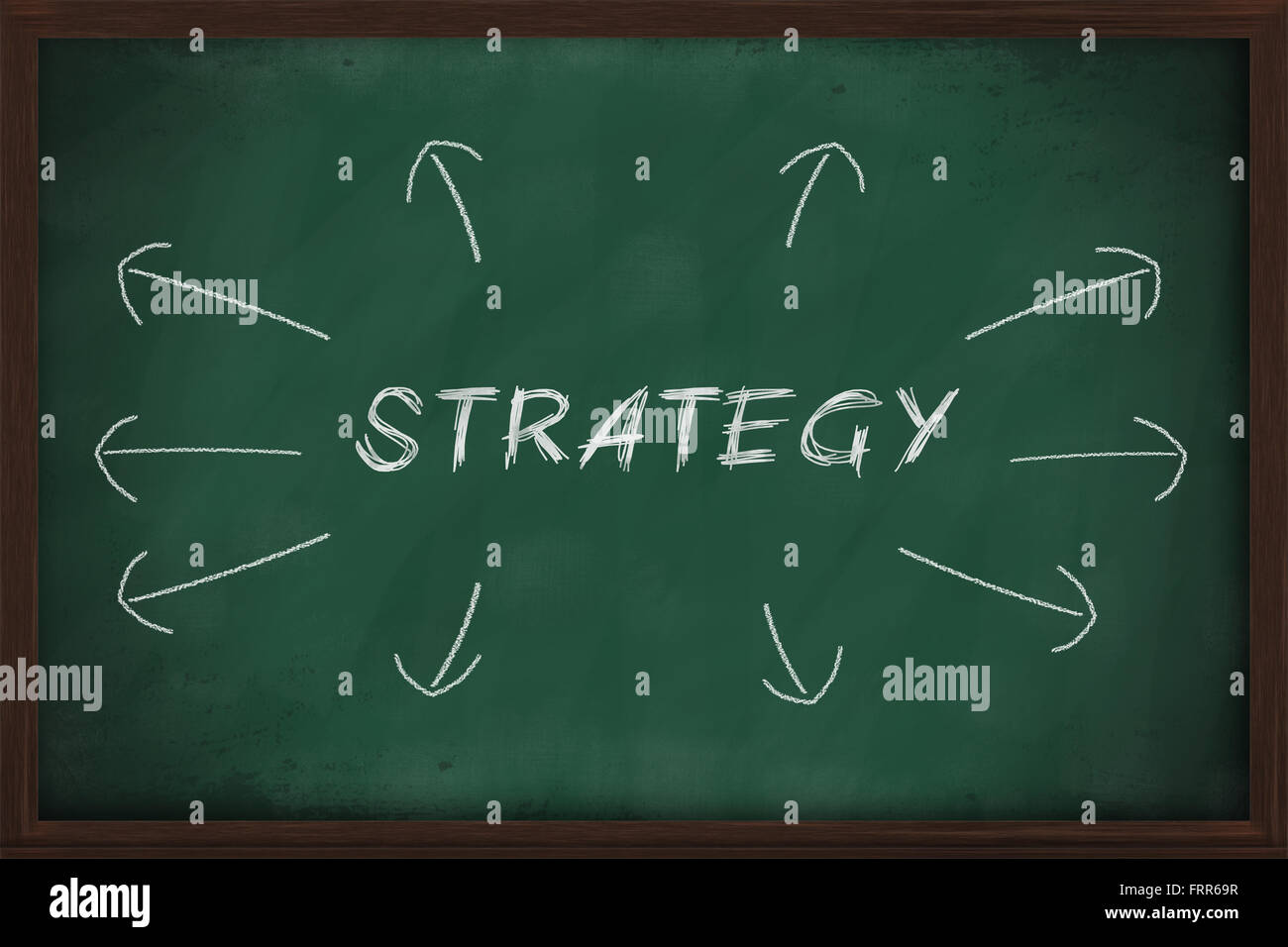 Strategy concept written on chalkboard with arrows Stock Photo - Alamy