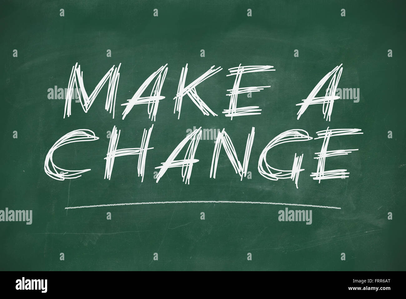 Make a change written with white chalk on blackboard Stock Photo - Alamy