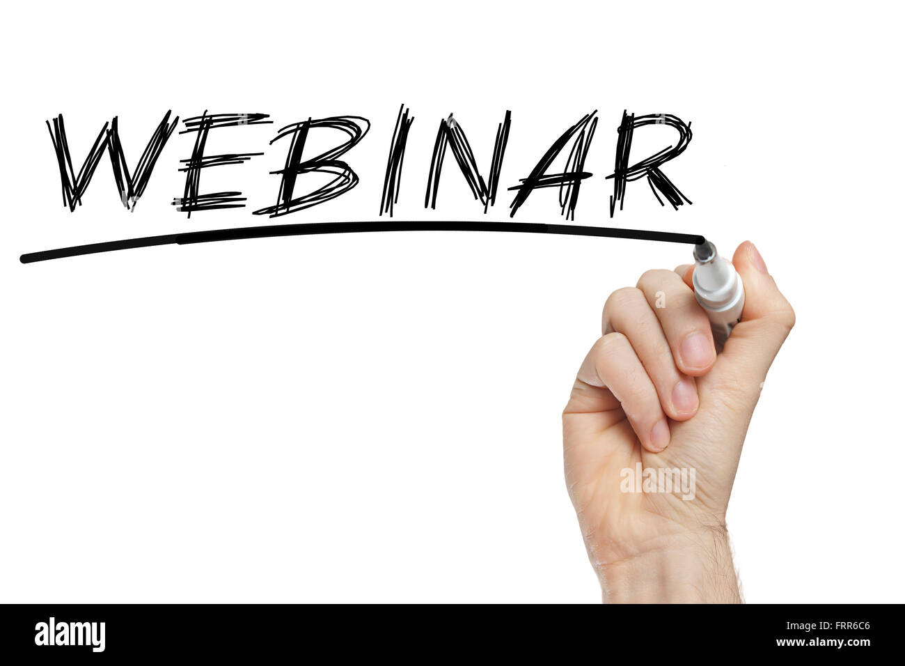 Hand writing Webinar with black marker on transparent wipe board Stock ...