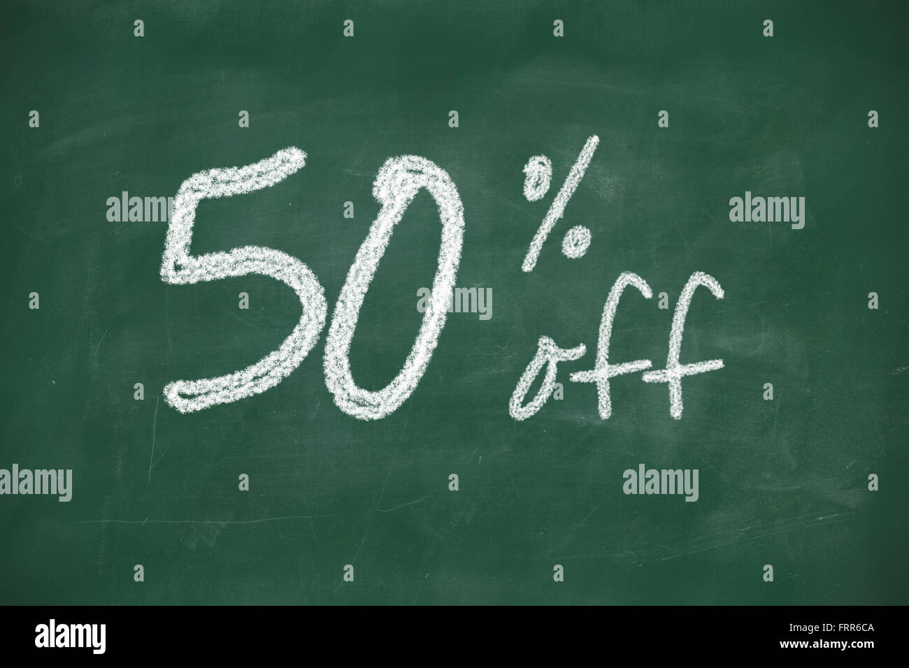 50 percent discount sign written with chalk on blackboard Stock Photo ...