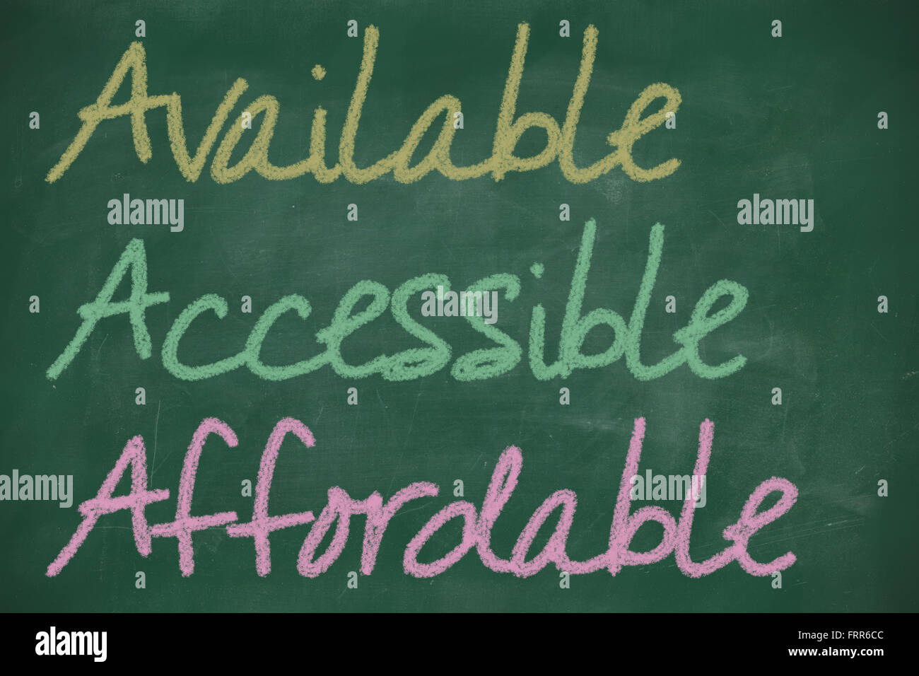 AAA for available, accessible and affordable written on chalkboard ...