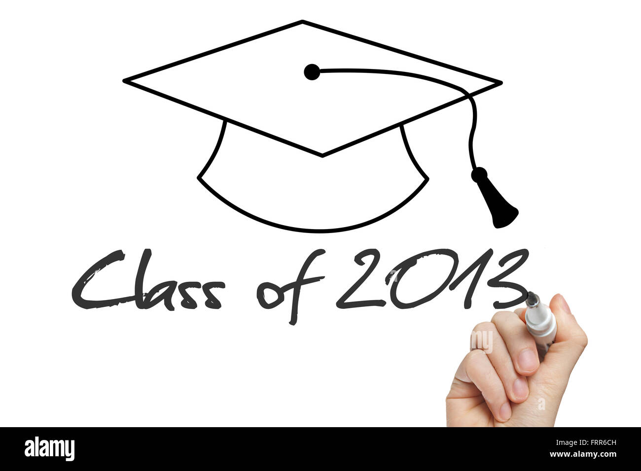 Conceptual Class of 2013 statement written on whiteboard and graduation ...