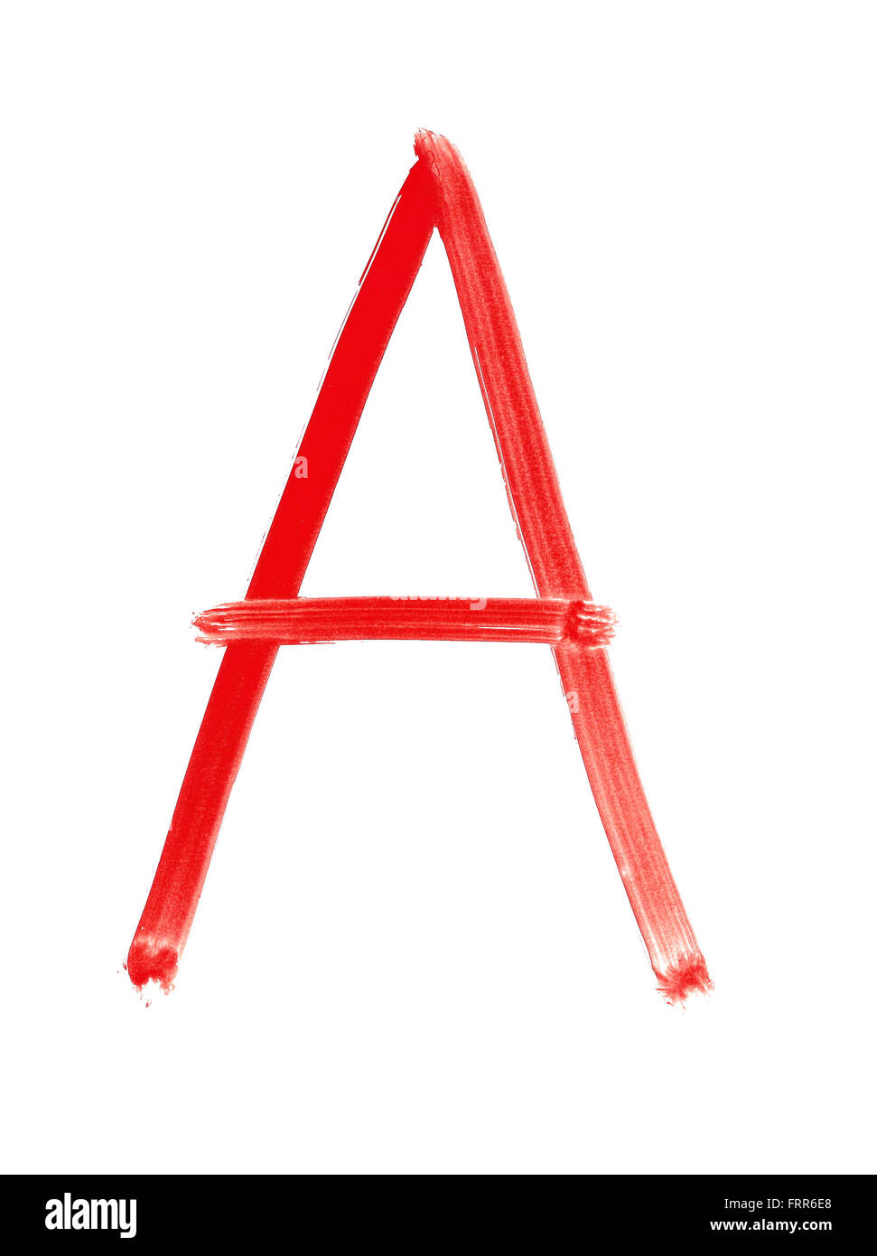A - Red handwritten letter over white background Stock Photo - Alamy