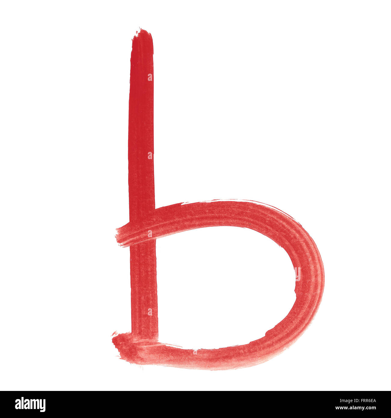 b - Red handwritten letter over white background lower case Stock Photo ...