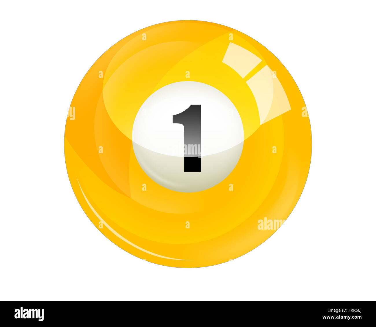 Billiard ball number 1 isolated on white Stock Photo - Alamy