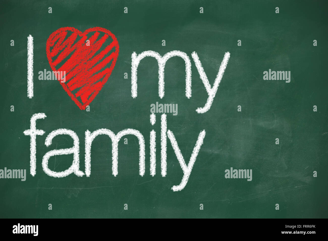 I love my family handwritten with white chalk on a blackboard Stock ...