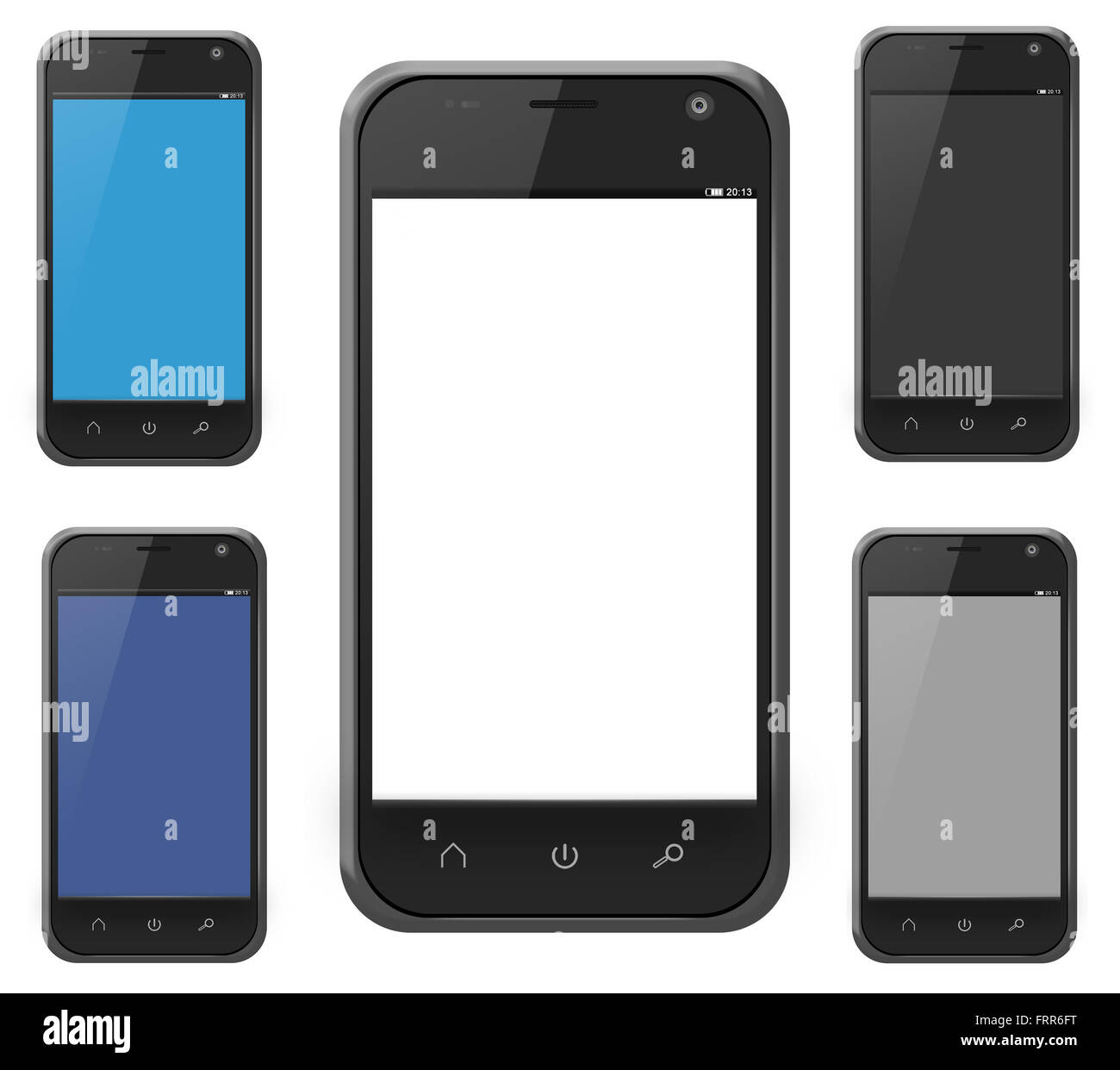 Realistic smartphone cellphone in alternate colors isolated on white ...