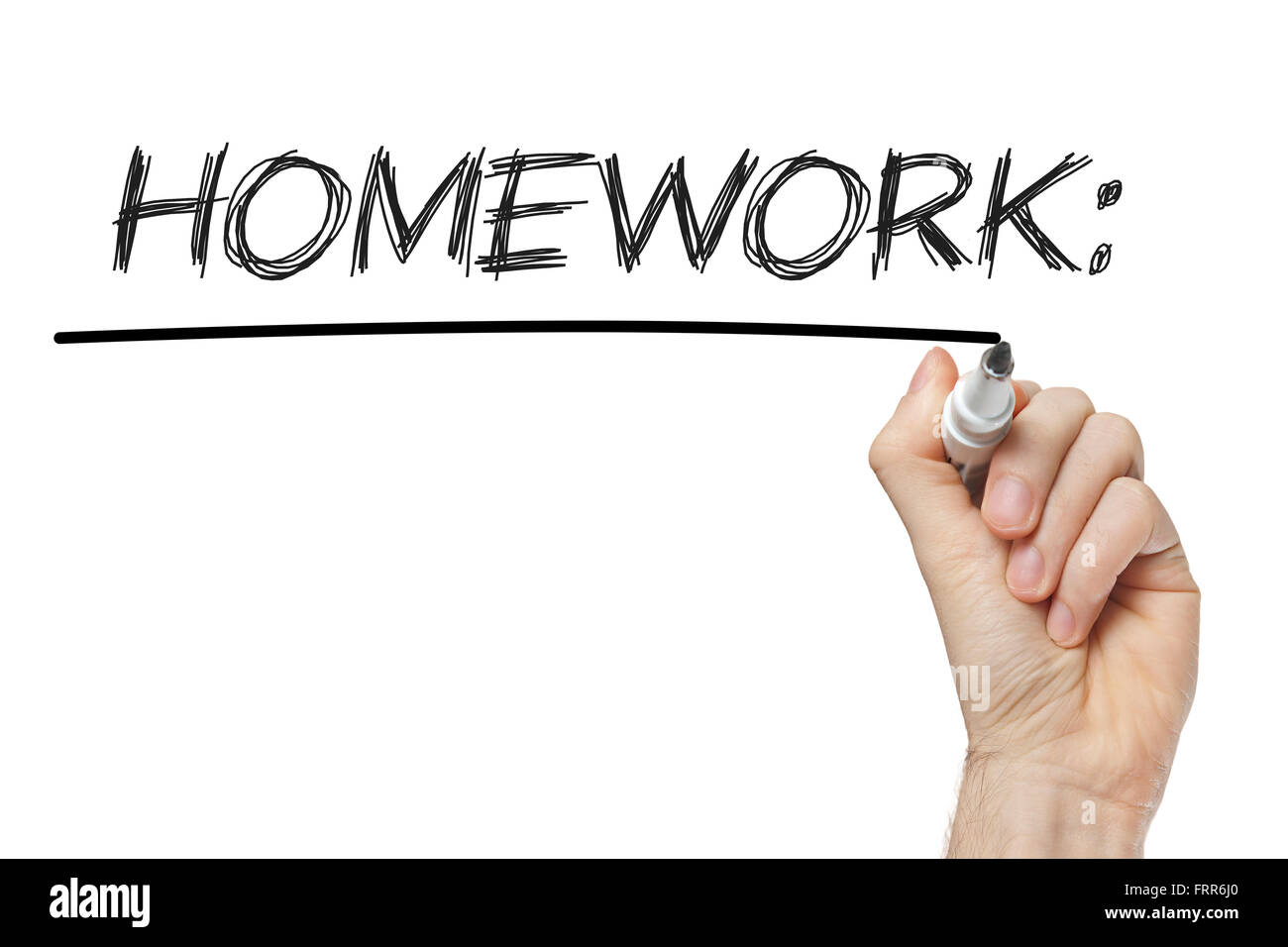 Homework written in white chalk on a whiteboard Stock Photo - Alamy