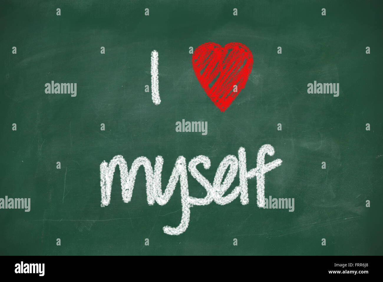I love myself phrase handwritten on the school blackboard Stock Photo ...
