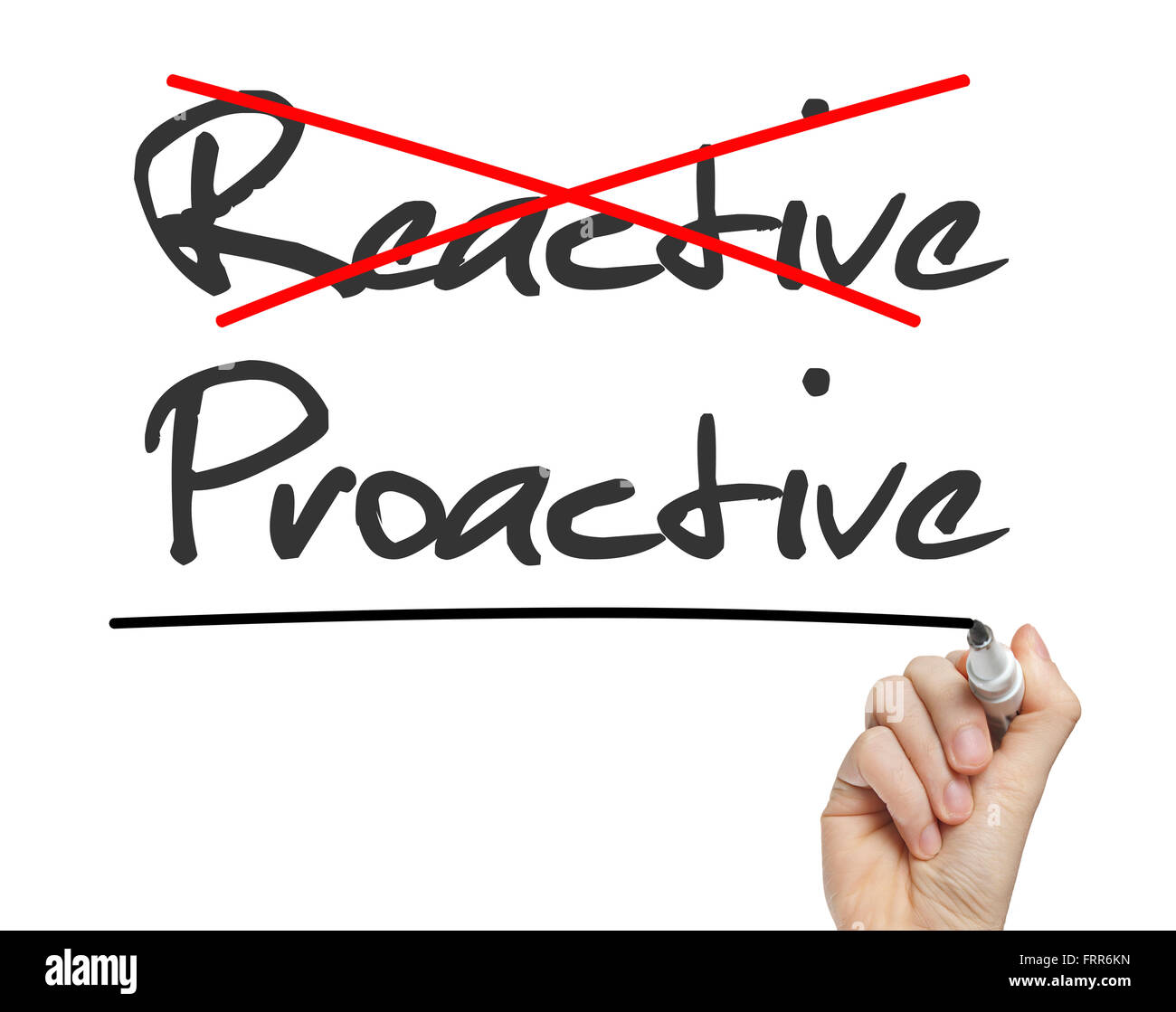 Proactive and Reactive handwritten on whiteboard isolated Stock Photo ...