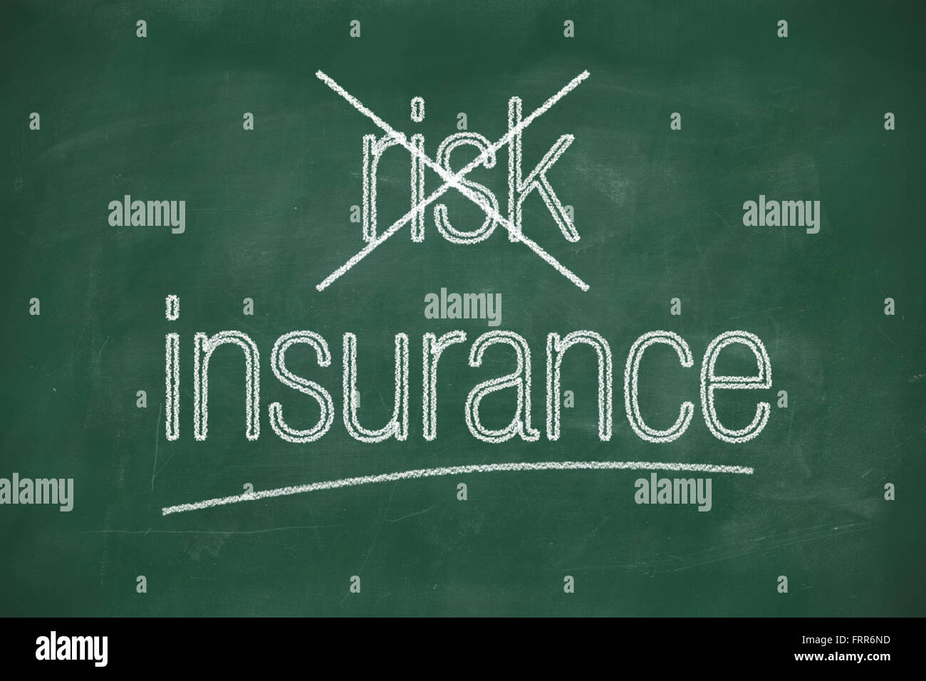 Risk crossed out with insurance concept on chalkboard Stock Photo - Alamy
