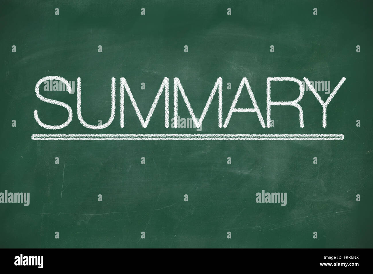 Summary handwritten with white chalk on a blackboard Stock Photo - Alamy