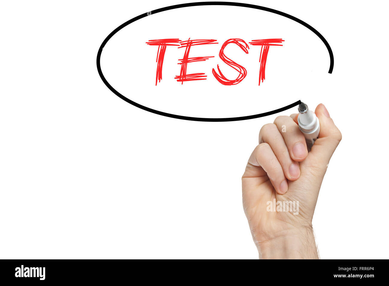 Test handwritten on whiteboard isolated on white Stock Photo - Alamy