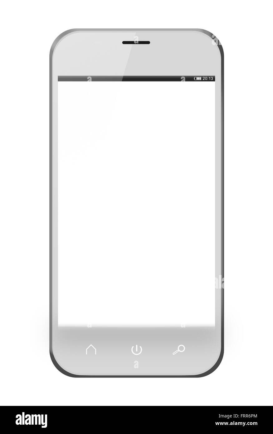 Realistic mobile phone with blank screen isolated on white background ...