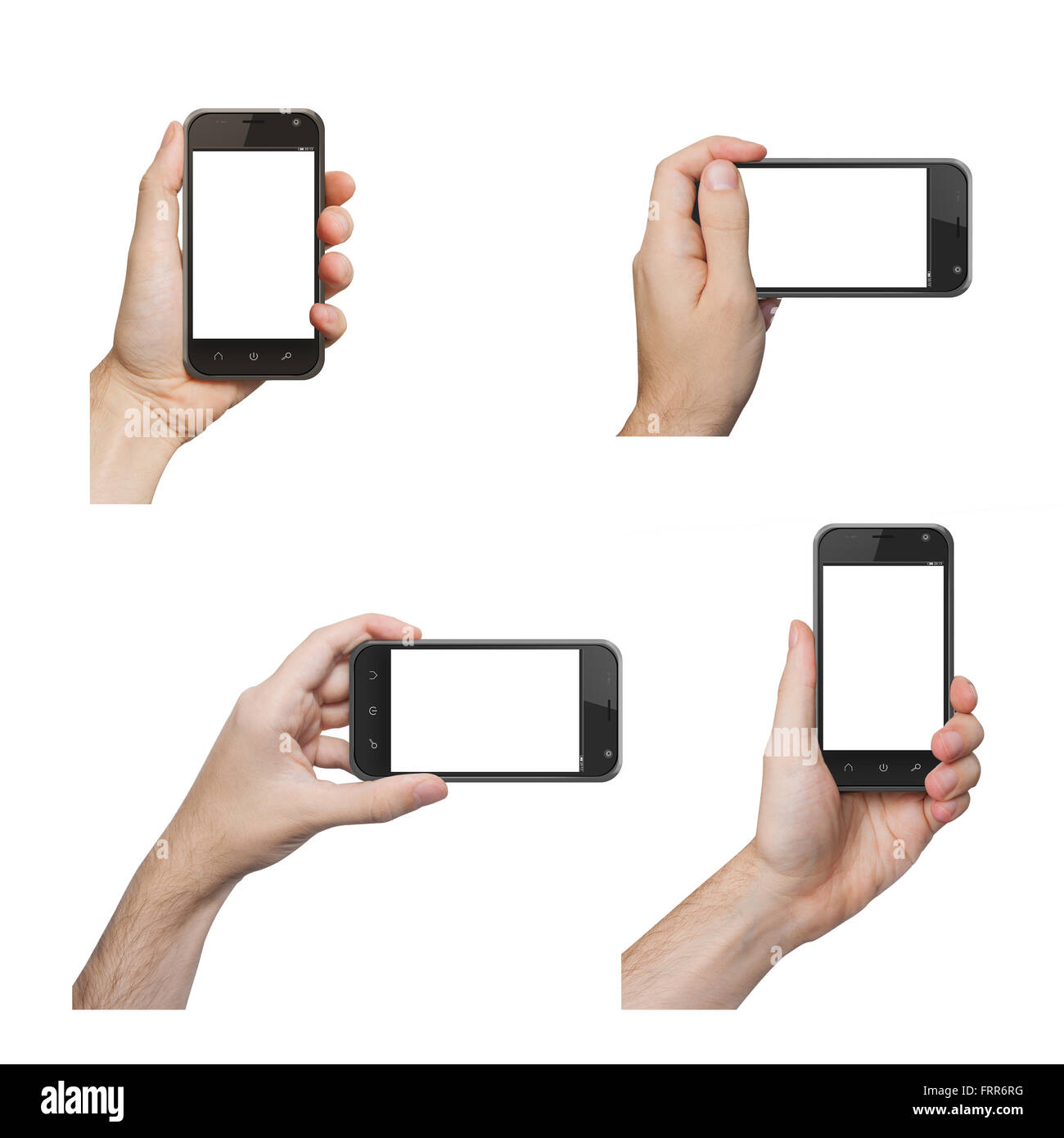 Isolated male hands holding the phone in different ways Stock Photo - Alamy