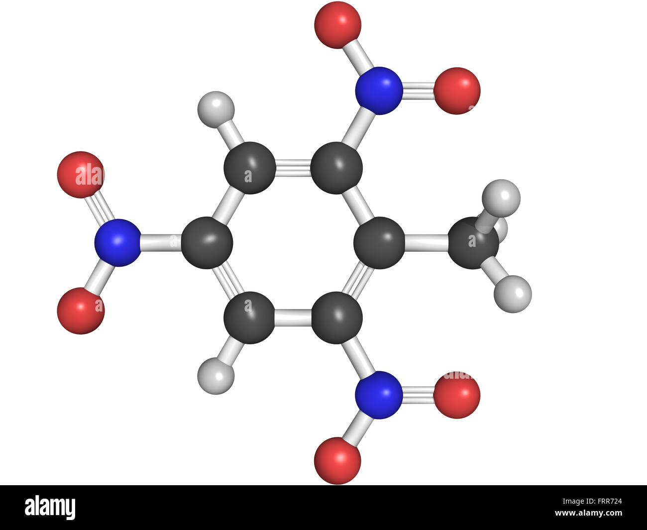 Chemical structure of Trinitrotoluene (TNT), an explosive molecule ...