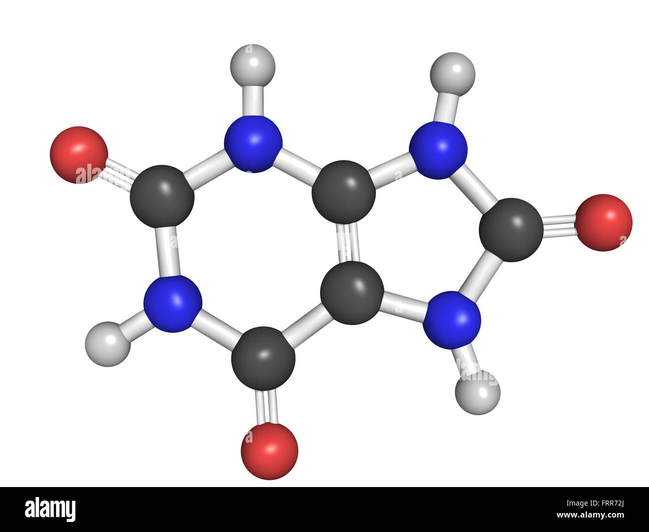Chemical structure of uric acid. High blood levels of uric acid cause ...