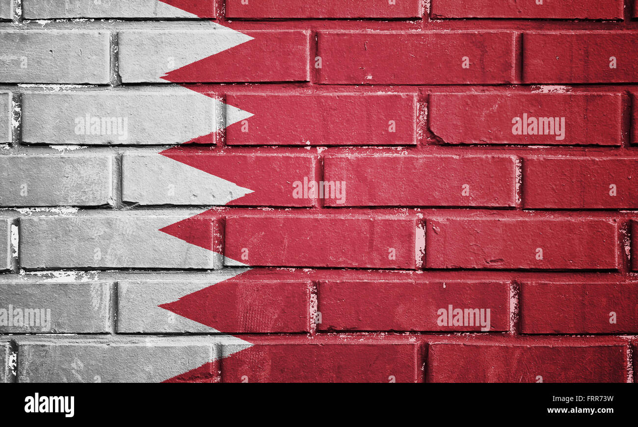 Bahrain flag on texture brick wall Stock Photo - Alamy
