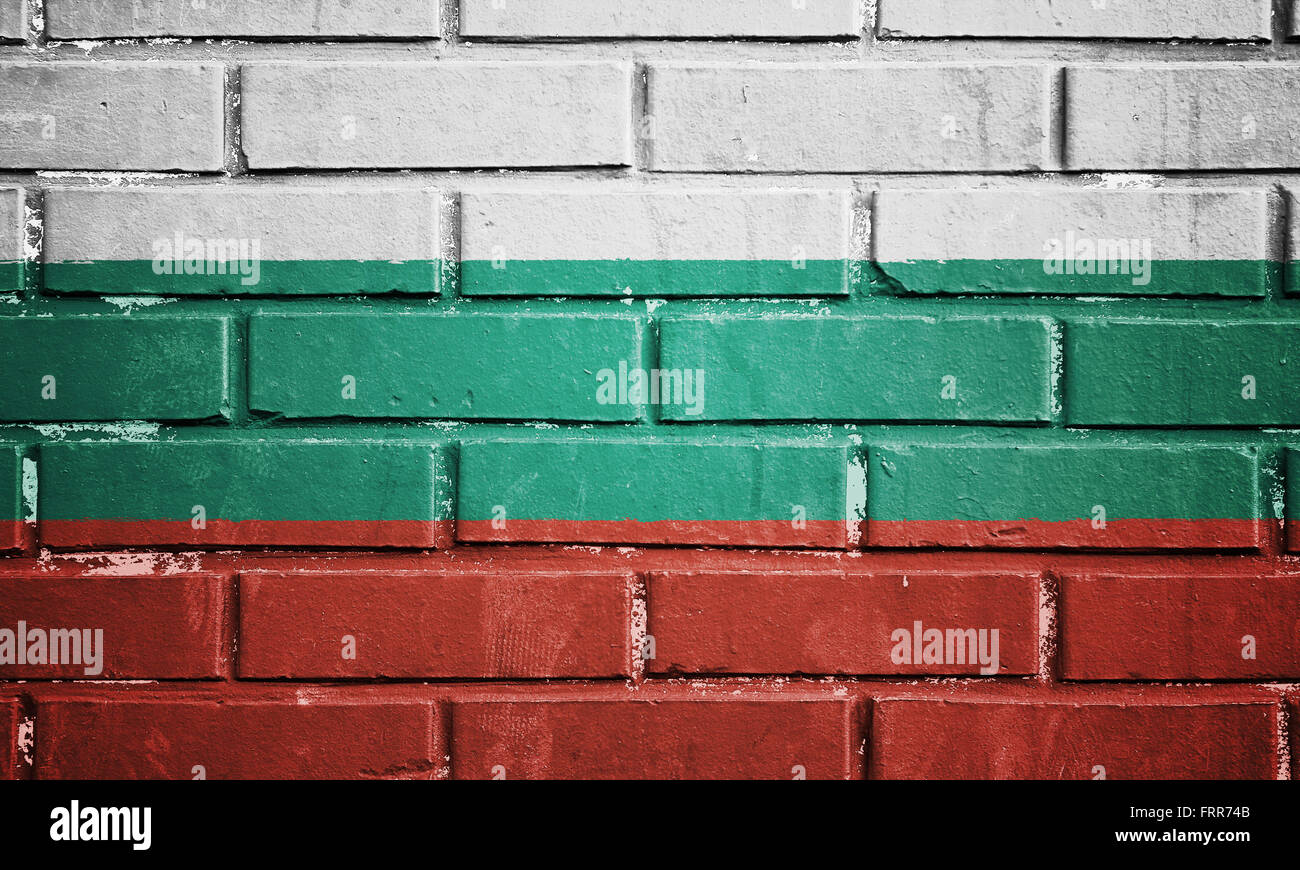 Bulgaria flag on texture brick wall Stock Photo - Alamy