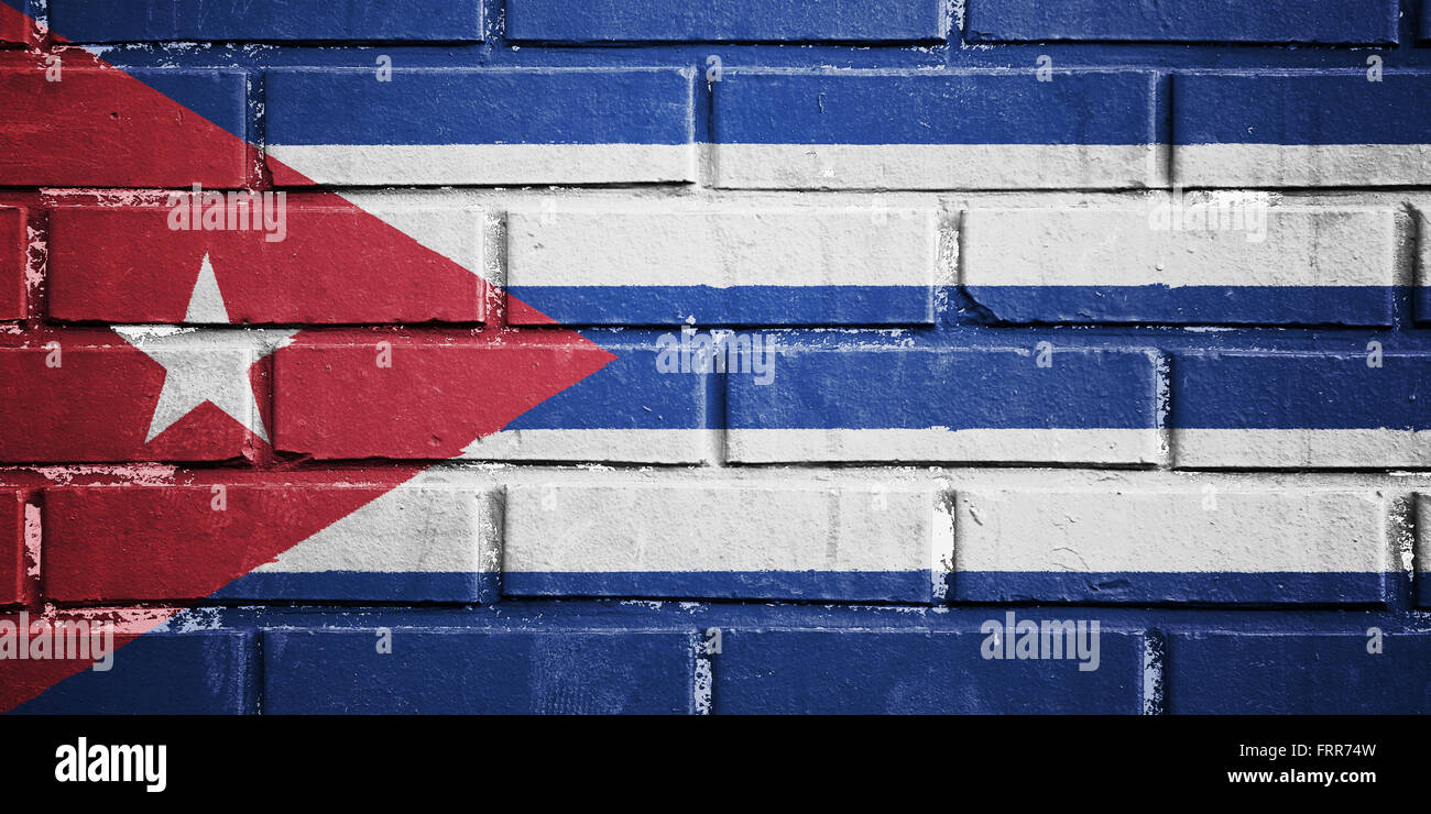 Cuba flag on texture brick wall Stock Photo - Alamy