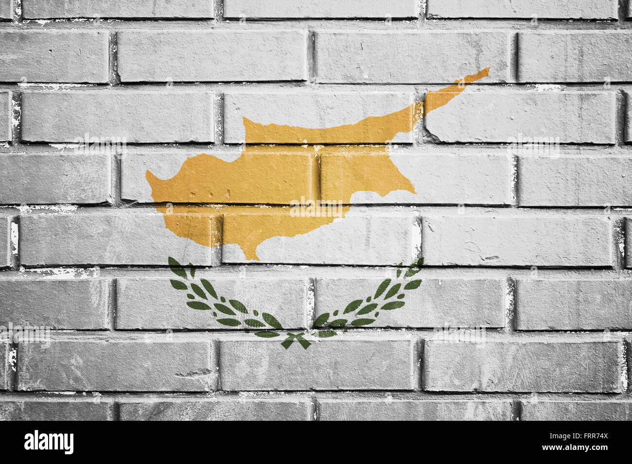 Cyprus flag on the brick wall Stock Photo - Alamy
