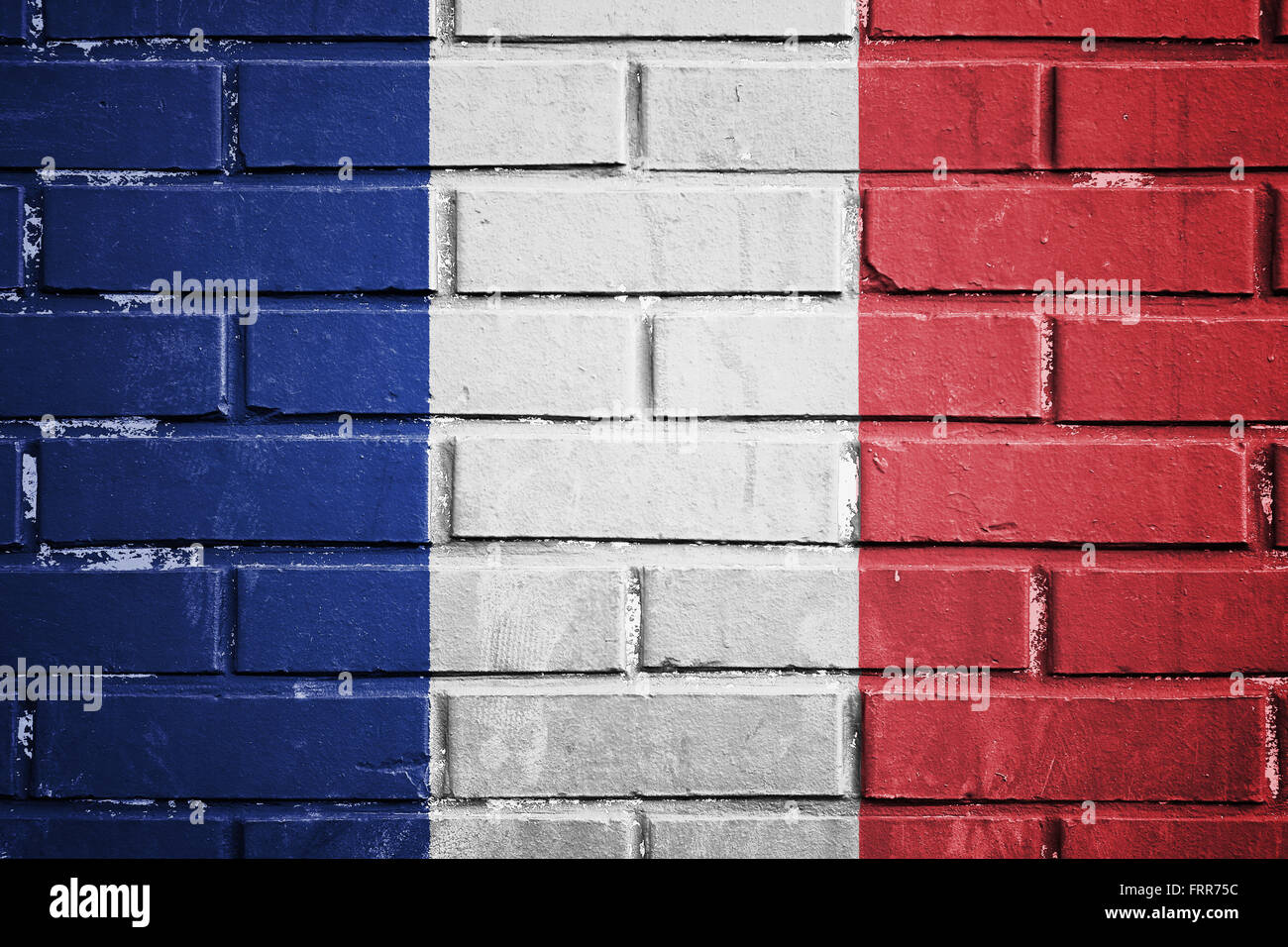 France flag on the brick wall Stock Photo - Alamy