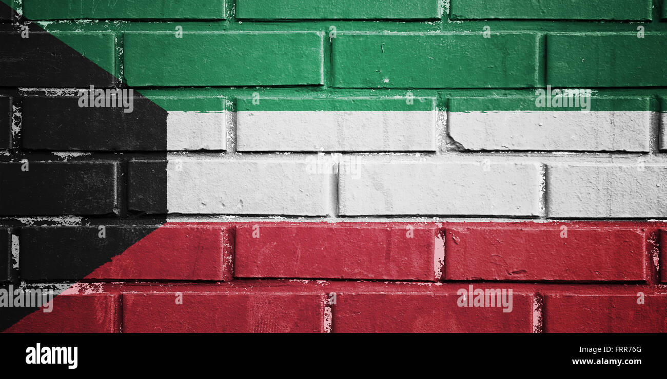Kuwait flag on texture brick wall Stock Photo - Alamy