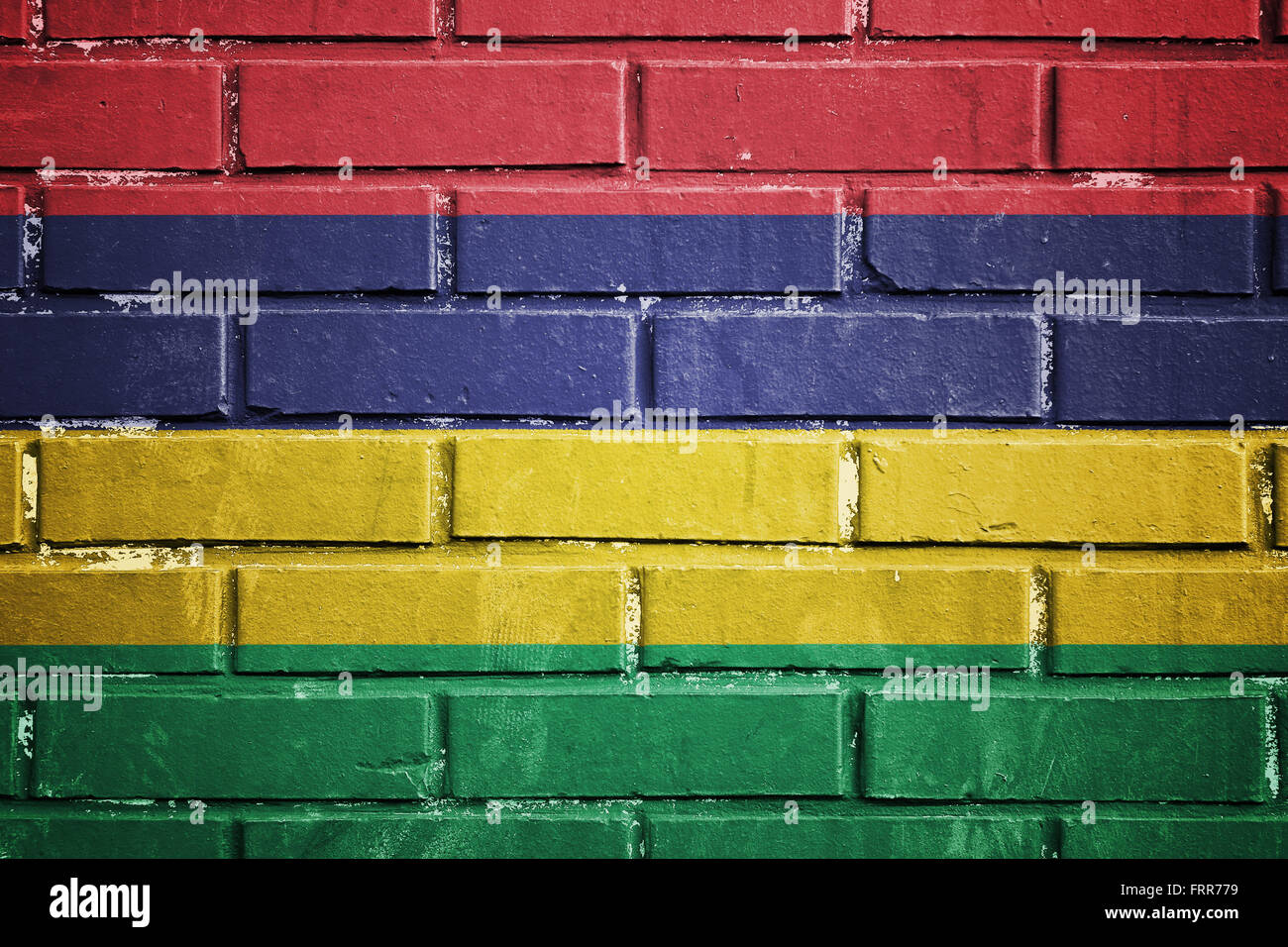 Mauritius flag on the brick wall Stock Photo - Alamy