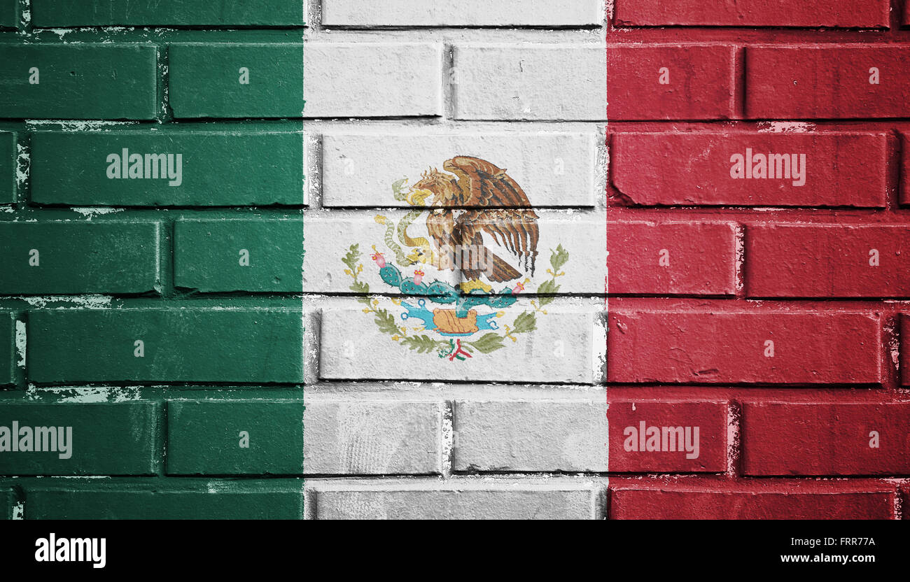 Mexico flag on texture brick wall Stock Photo - Alamy
