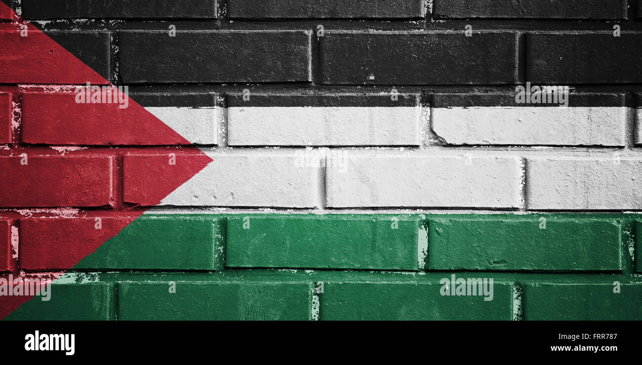 Palestine flag on texture brick wall Stock Photo - Alamy